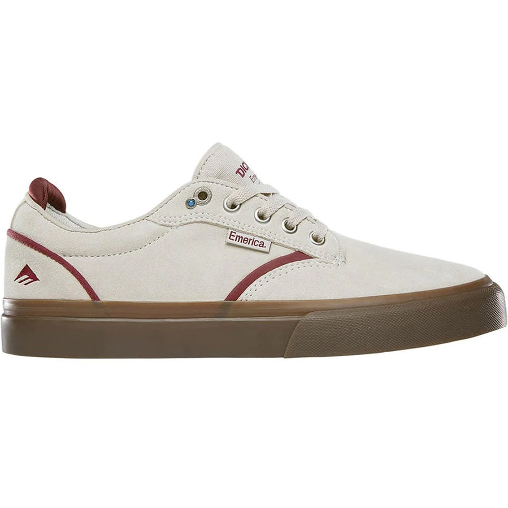 Emerica Dickson Skate Shoes - White/Red/Gum – Slick's Skate Store