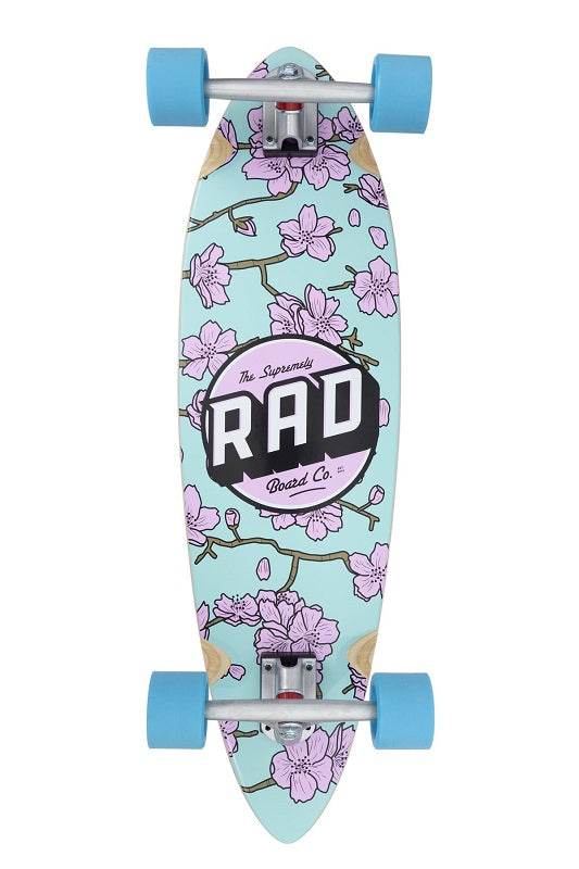 Rad Cherry Blossom Mini Pintail Longboard Blue/Pink- 32" – Slick's ...